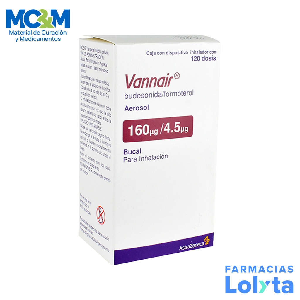 VANNAIR 160/4.5MCG AEROSOL BUCAL P/INHALACION C/120 DOSIS BUDESONIDA ...